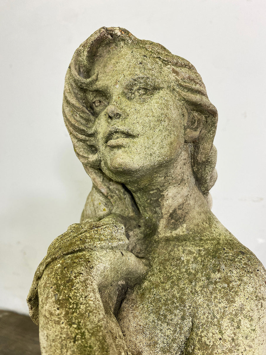 Vintage Weathered Garden Statue Eva by A. Garcia