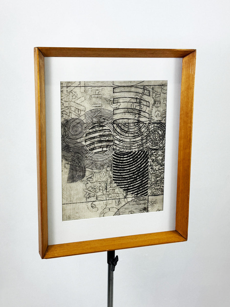 Mid Century Framed Monochrome Lithograph