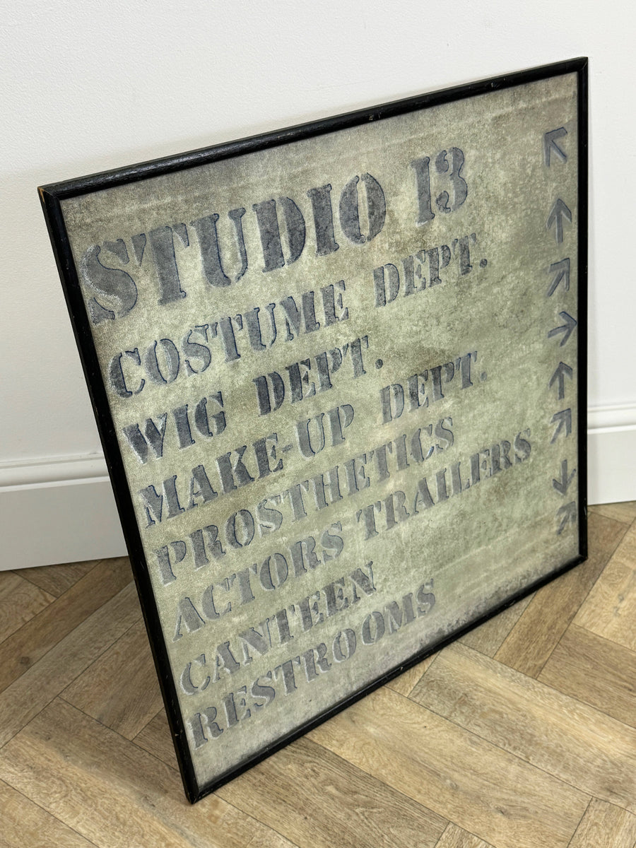 Vintage Painted Canvas Film Set Directional Sign