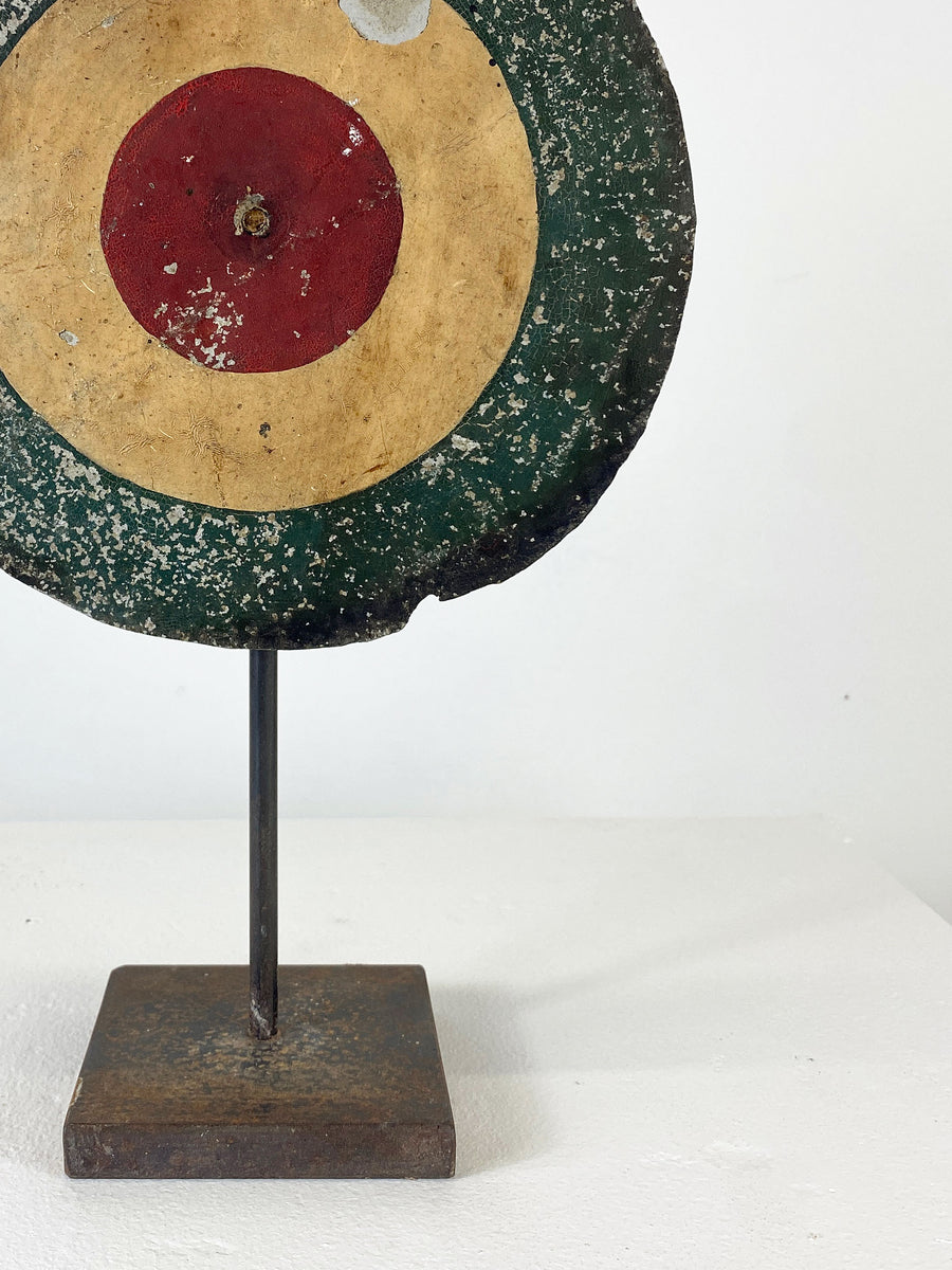 Vintage Metal Bullseye Sign on Stand