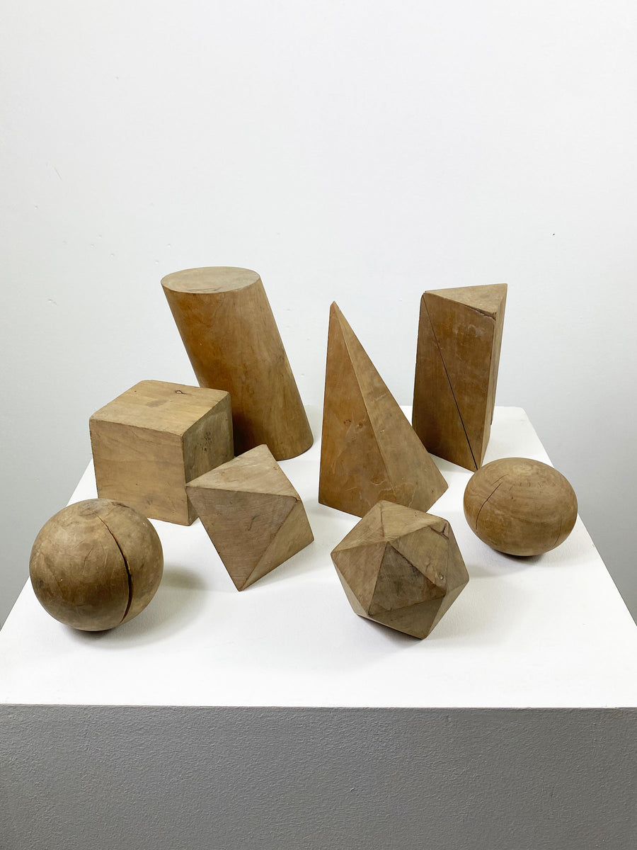 Set of Eight Vintage Wooden Geometric Shapes