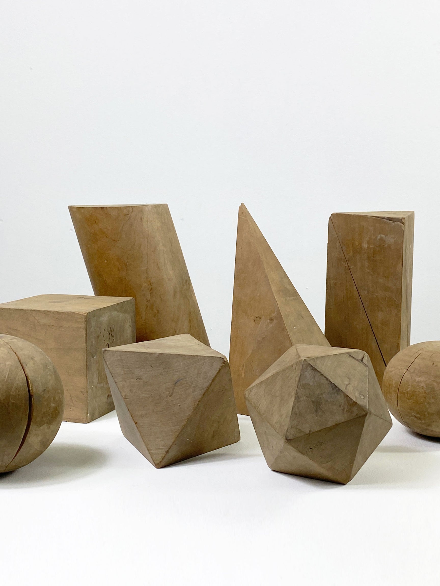 Set of Eight Vintage Wooden Geometric Shapes