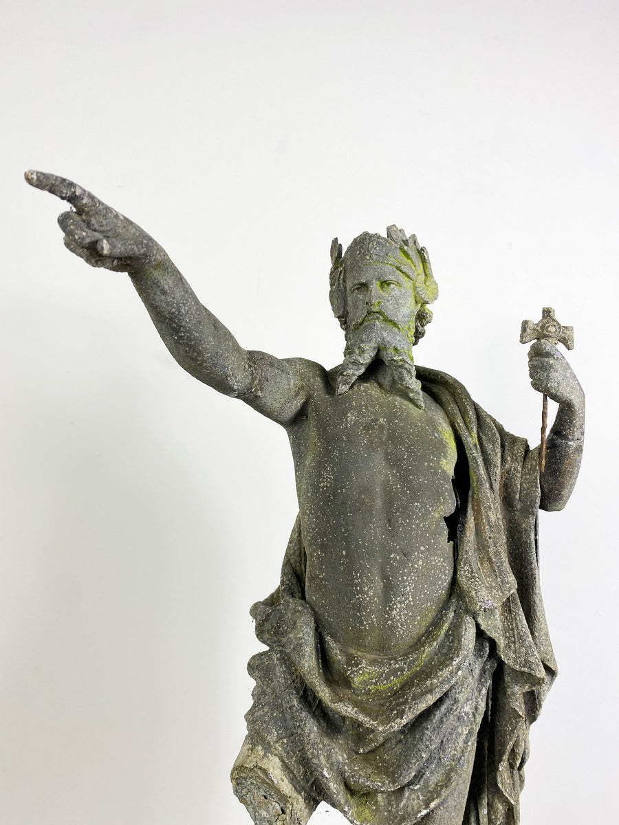 Early 20th Century Antique Poseidon & Sea Horse Statue