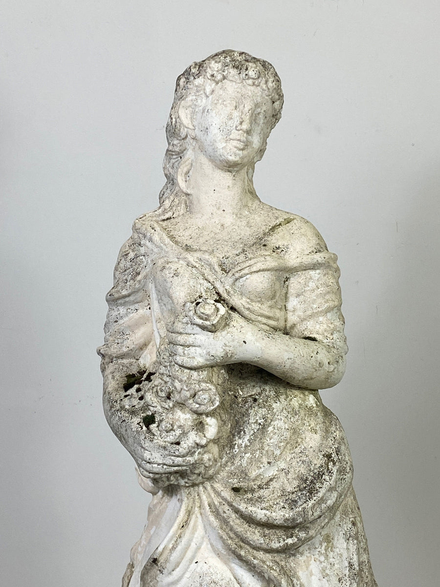 Large Vintage Female Painted & Weathered Garden Statue
