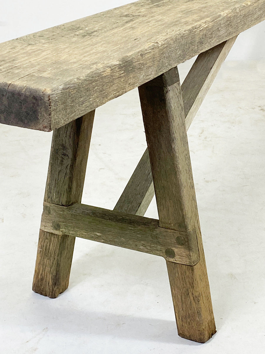 Estate Made Weathered Oak Bench - 7FT