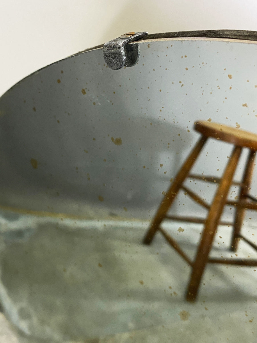 Large Vintage Frameless Foxed Mid Century Convex Mirror