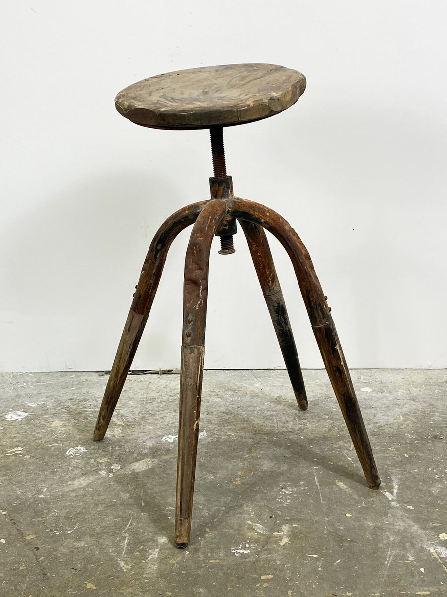 Vintage Rustic Scratch Built Artist Stool