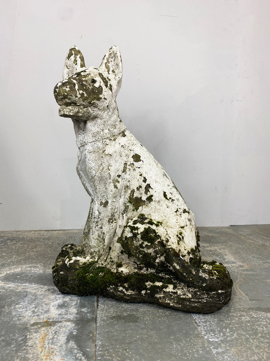 Life Sized Weathered Stone Dog Statue